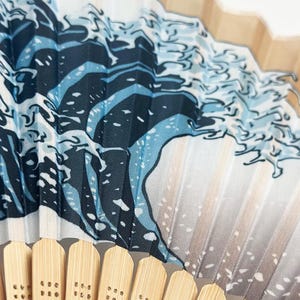 Japanese Design Fan, Hokusai Wave, Suehiro - Etsy