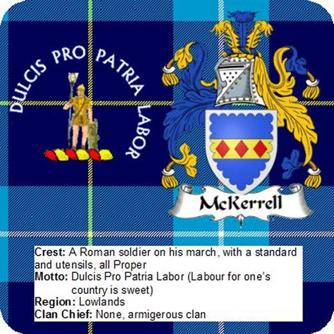 Set of 6 Scottish Clan & Crest Coat of Arms Details Tartan Depicted ...