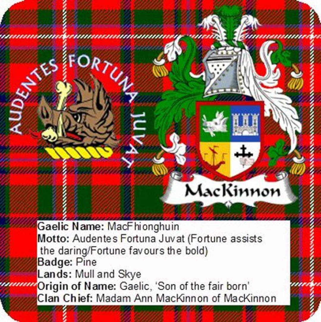 6 Scottish Clan & Crest Coat of Arms Details Tartan Depicted Mackinnon ...