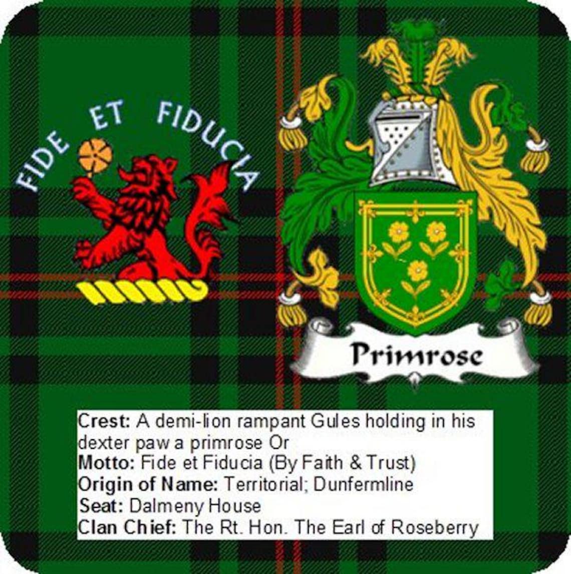Set of 6 Scottish Clan & Crest Coat of Arms Details Tartan Depicted ...