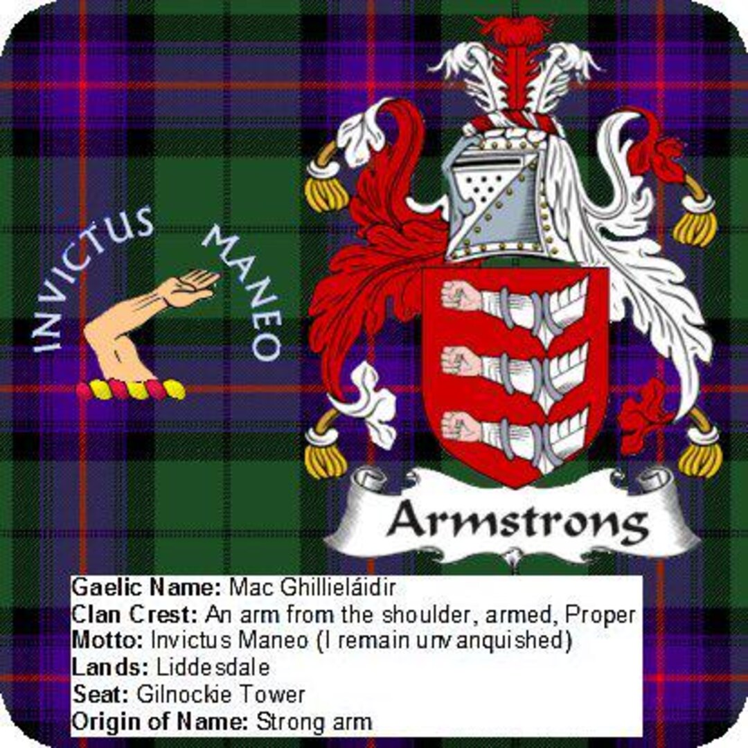 Set von 6 Scottish Clan mit Crest Coat of Arms Details und Tartan ...