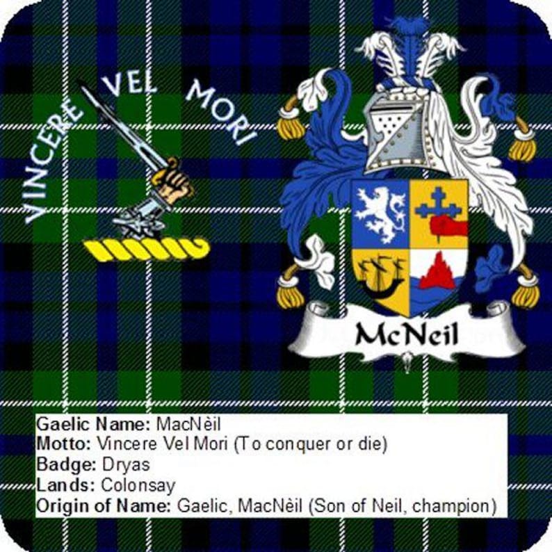 Set of 6 Scottish Clan & Crest Coat of Arms Details Tartan Depicted ...