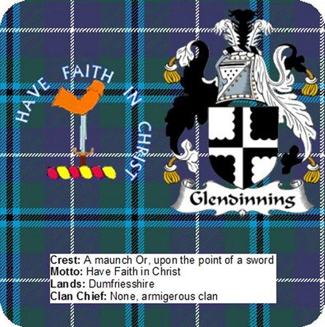 Set of 6 Scottish Clan & Crest Coat of Arms Details Tartan Depicted ...