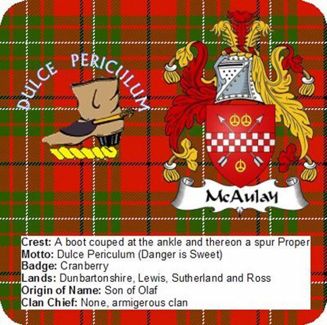 Set of 6 Scottish Clan & Crest Coat of Arms Details Tartan Depicted ...