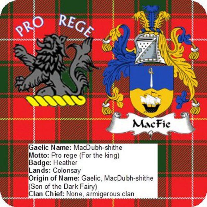 Set of 6 Scottish Clan & Crest Coat of Arms Details Tartan Depicted ...
