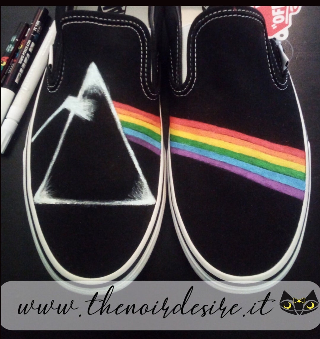 Hand Painted Pink Floyd Vans Shoes Pink Foyd Custom Vans Shoes - Etsy