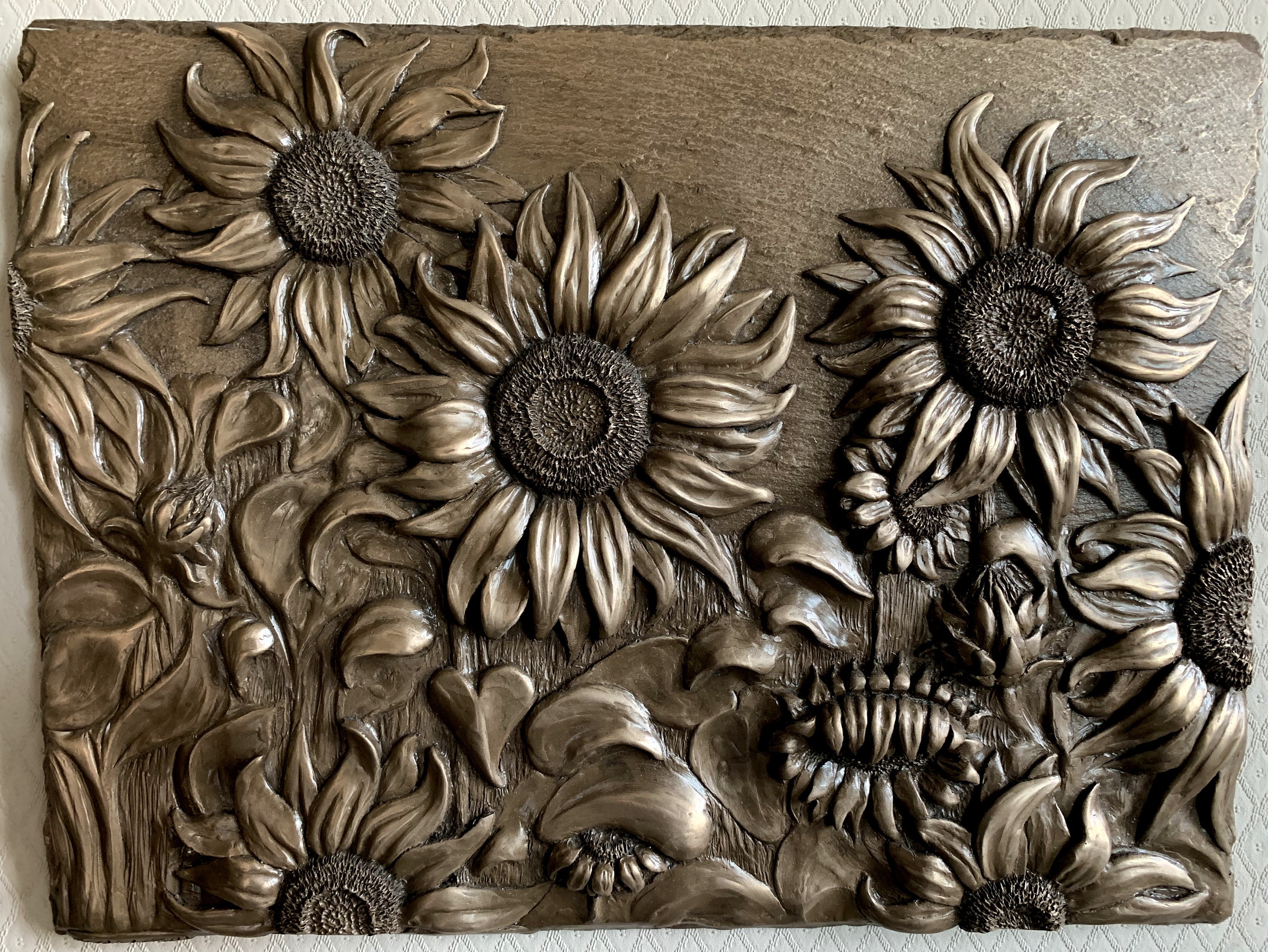 LARGE Cold Cast Bronze SUNFLOWERS Flower Wall Art Sculpture | Etsy
