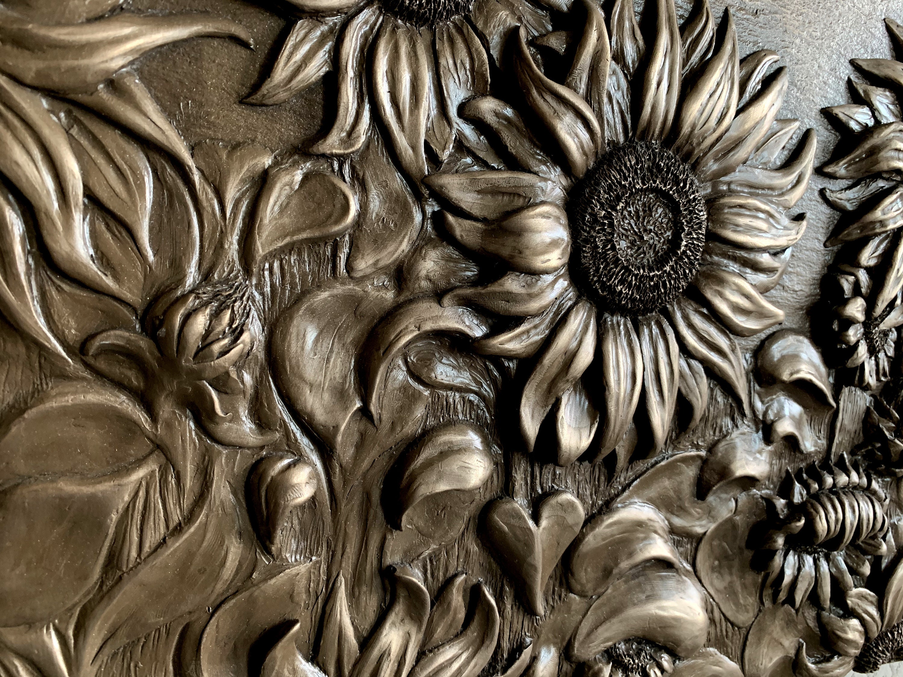 LARGE Cold Cast Bronze SUNFLOWERS Flower Wall Art Sculpture | Etsy