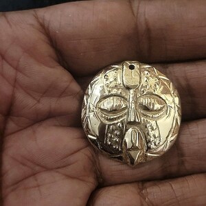 Handmade Golden Brass African Mask Pendant: Tribal Face - Etsy