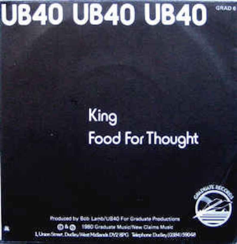 Vintage UB40 7" Vinyl Single: King / Food for Thought - UK Reggae - Etsy