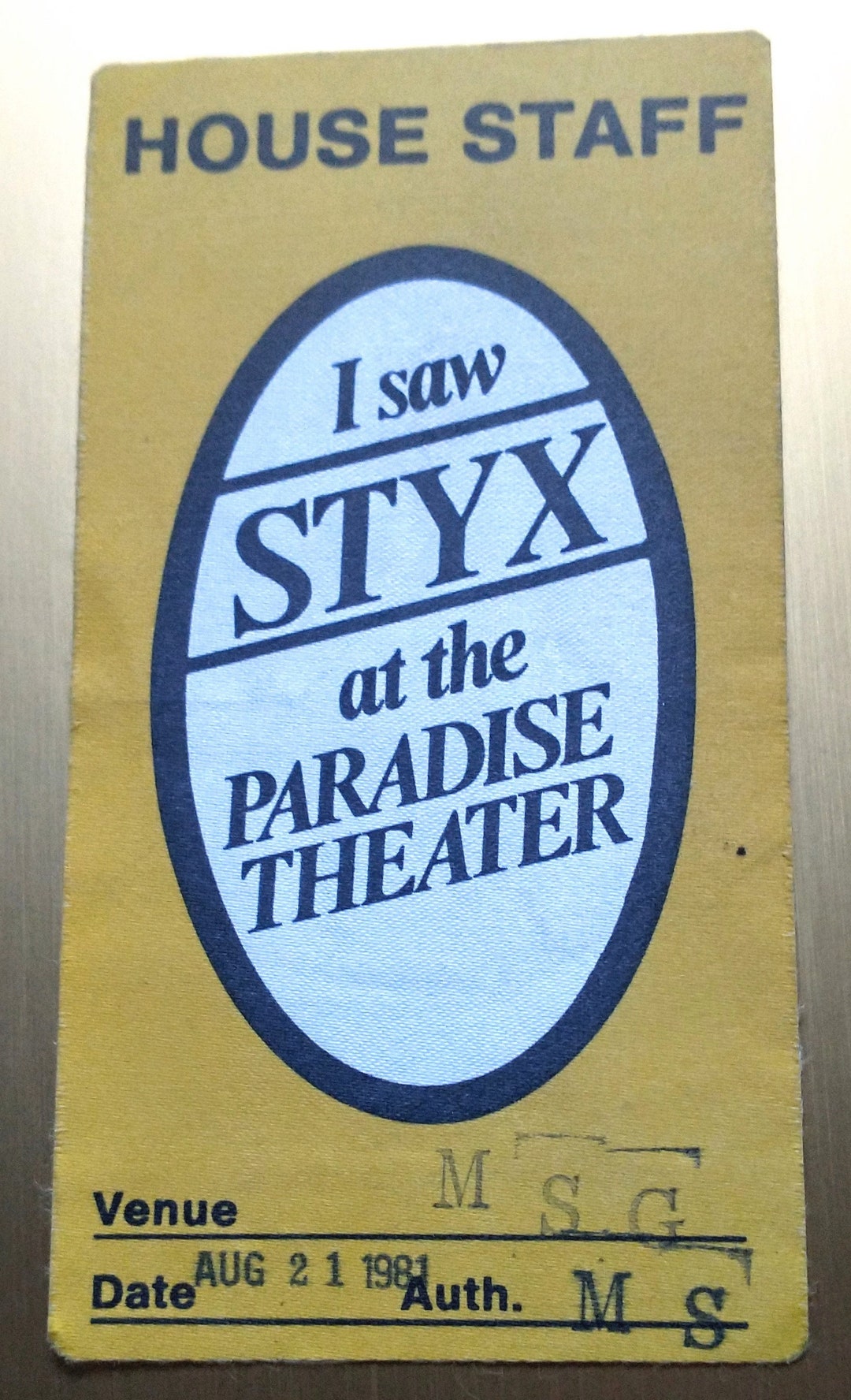 Vintage Styx Backstage Pass: 1981 Paradise Theatre Tour, MSG - Etsy