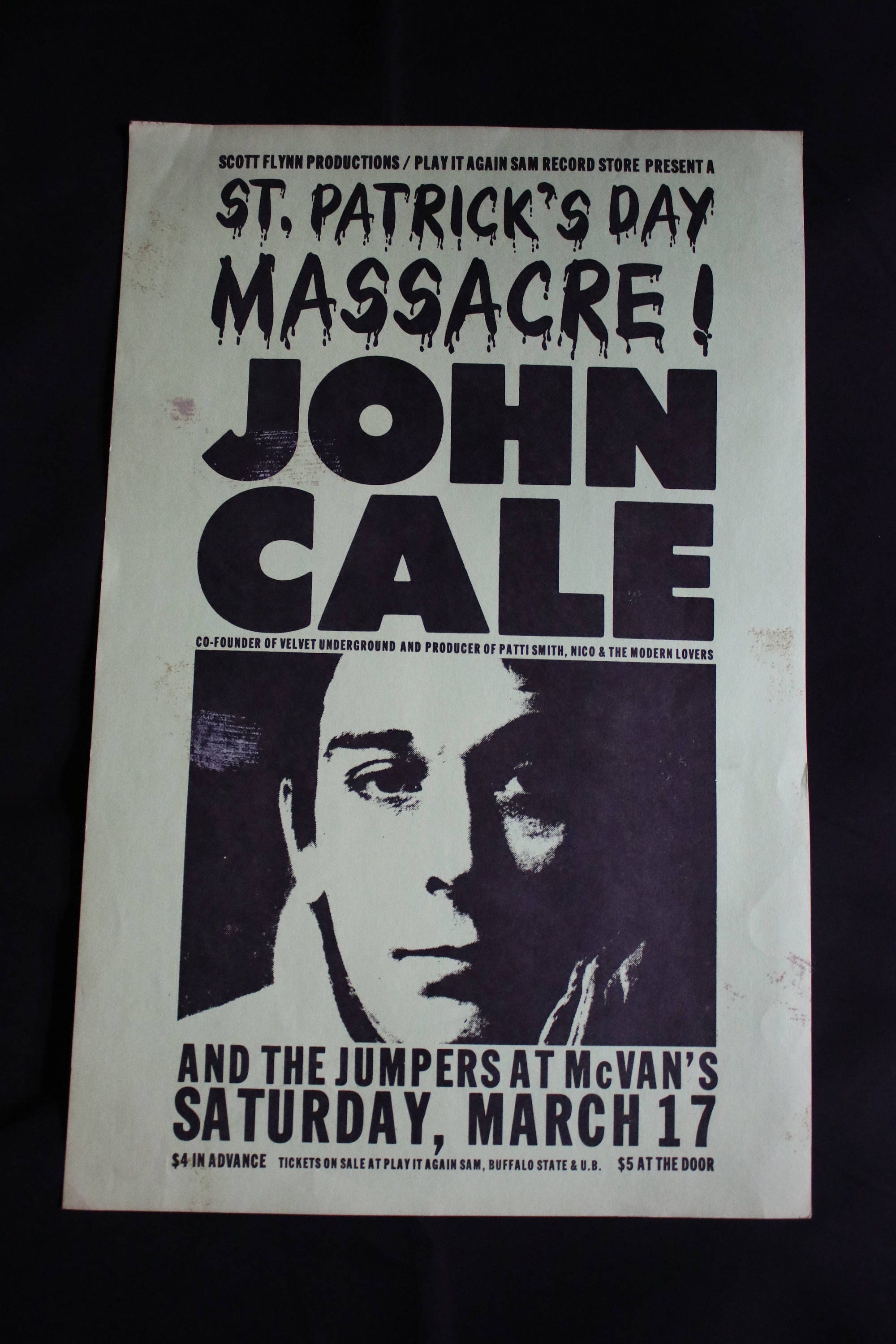 RARE! John Cale Concert Poster! Authentic Vintage 1979! John Cale / The ...