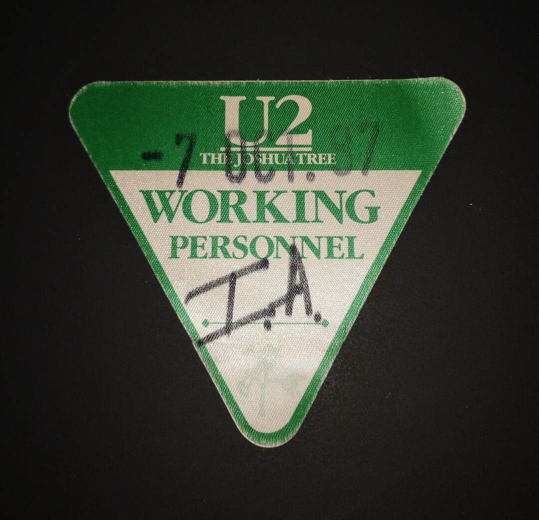 U2, Satin Stage Pass, RARE Intact! Authentic Vintage 1987! U2, "joshua ...