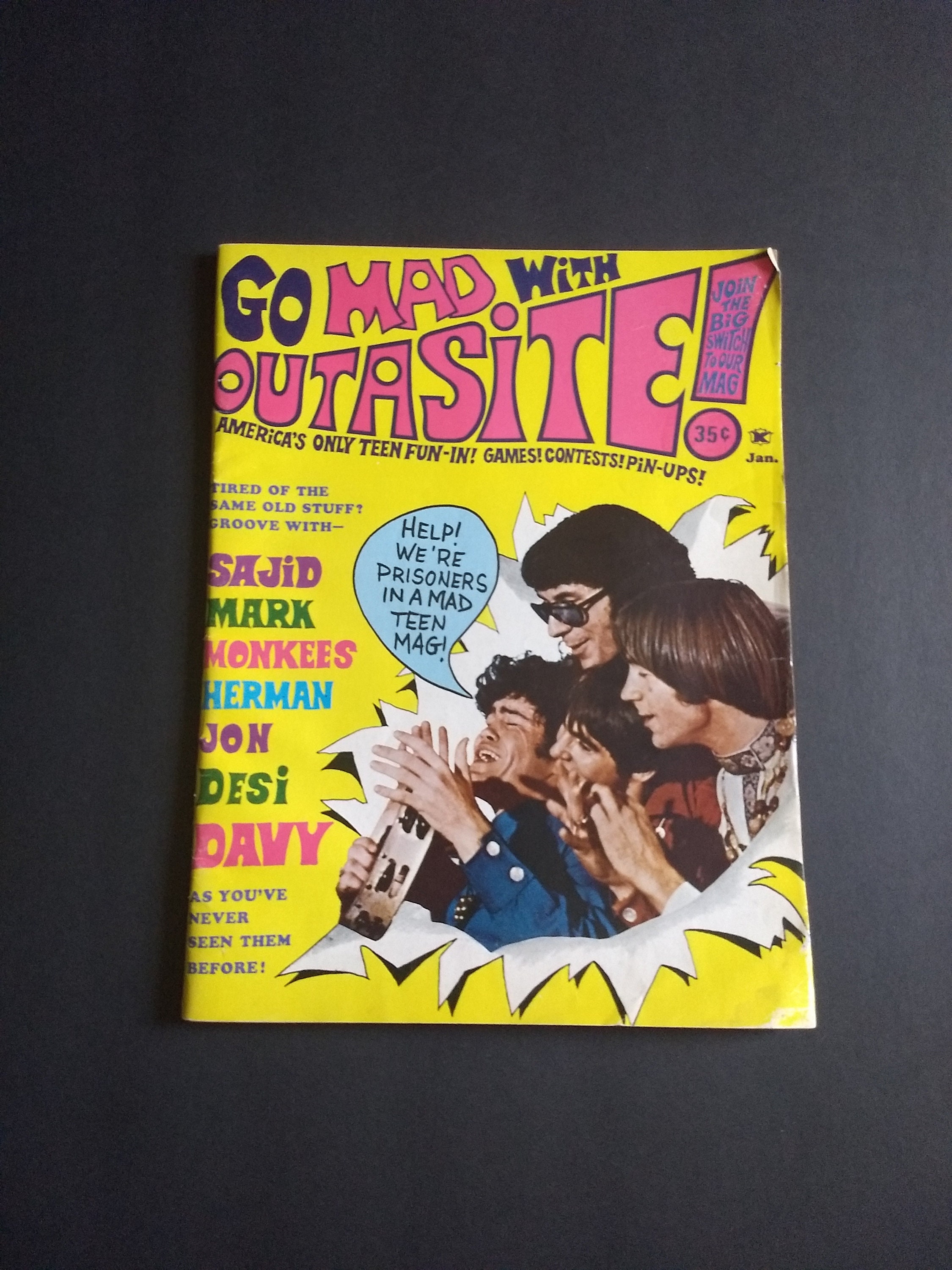 Outasite Magazine Monkees Cover 1st Edition! Authentic Vintage 1968! Go ...