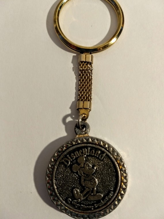 Vintage 70s Disneyland Mickey Mouse Brass Keychain - Gem