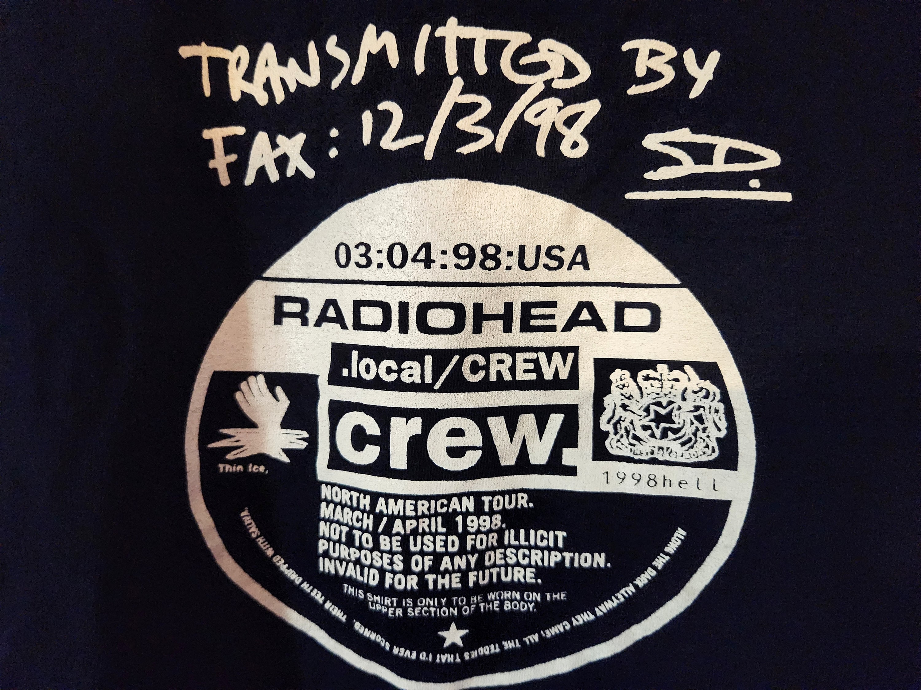 Radiohead, Band T Shirt! Authentic Vintage '98! 'OK Computer Tour'! 12 April,1998, Maple Leaf ...