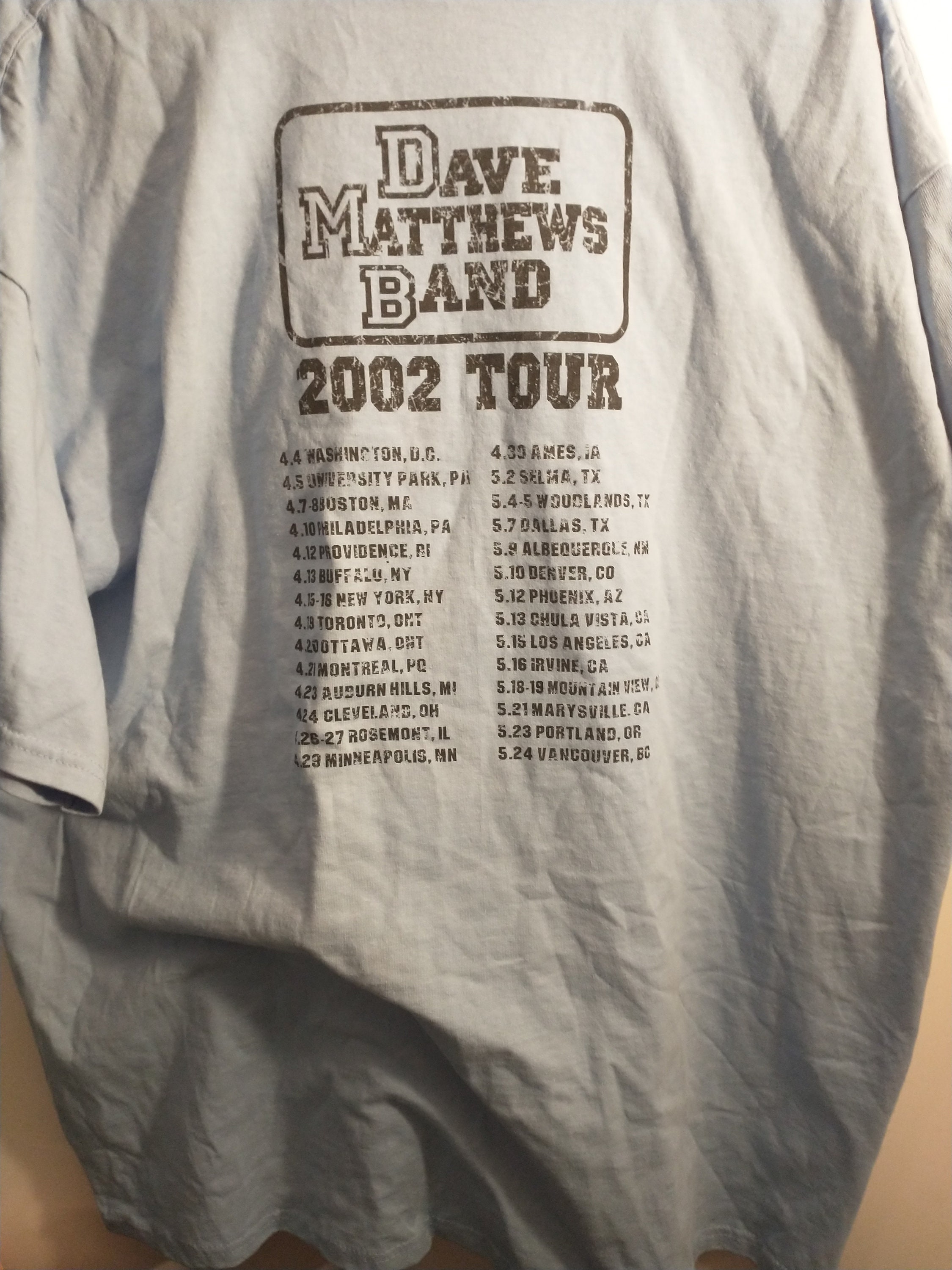 Dave Matthews Band, Tour T Shirt, Tech Crew Shirt, Tour Schedule On ...