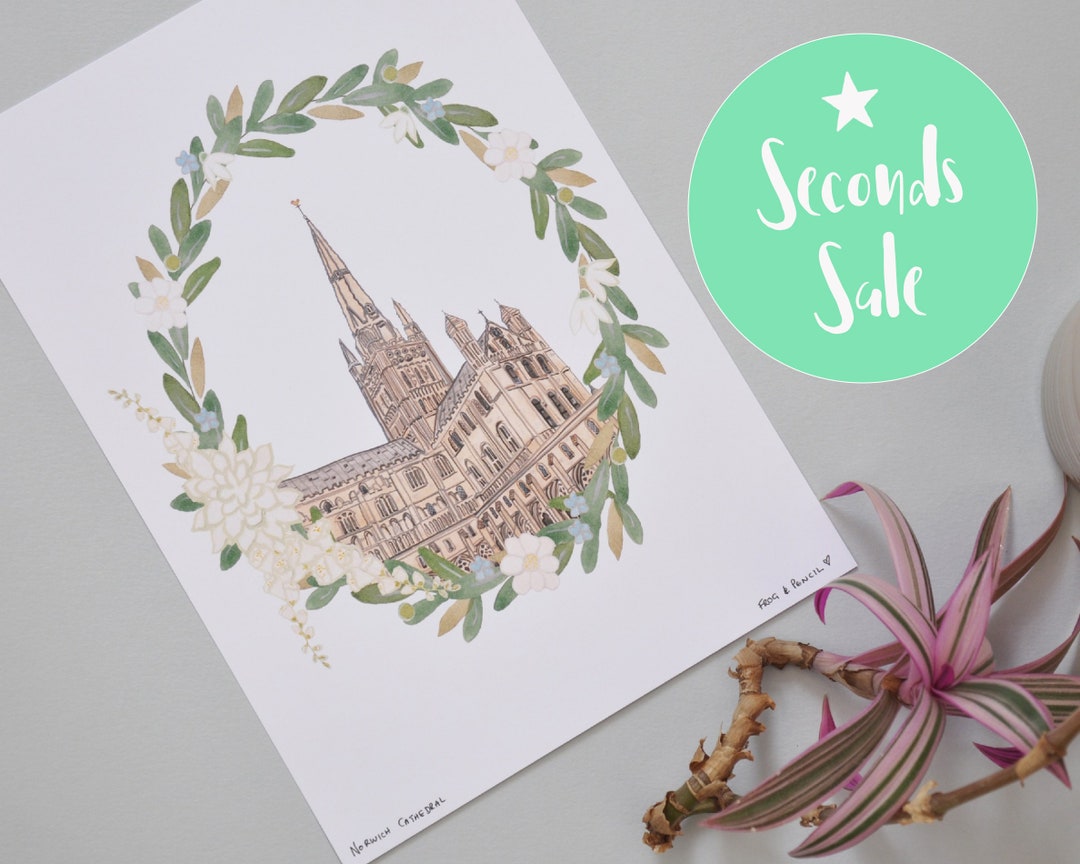 Norwich Cathedral Print, SECONDS SALE A4, Watercolour Illustration ...