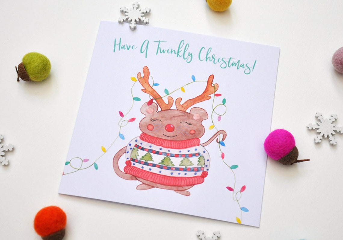 Mice Christmas Card Pack - Jolly Mice - Pack of 6 Cards - 3 Cute ...