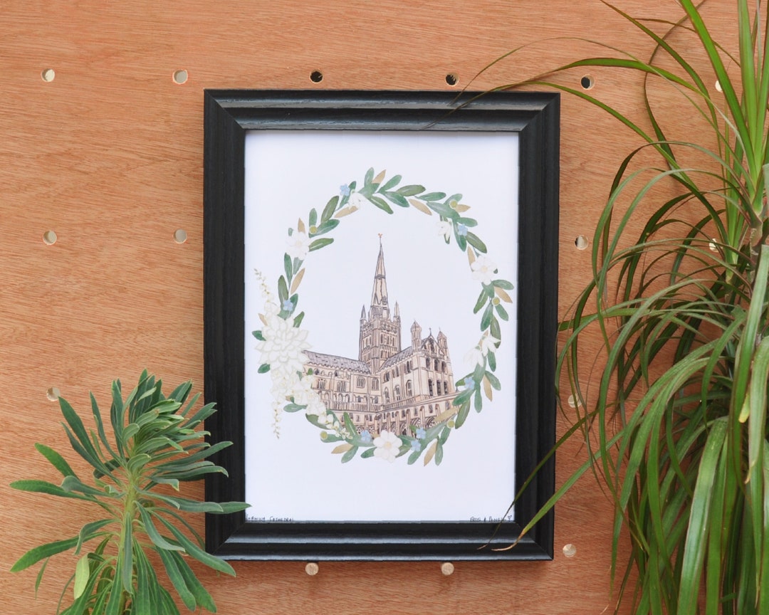Norwich Cathedral Print, A4 Watercolour Illustration, Mother's Day Gift ...