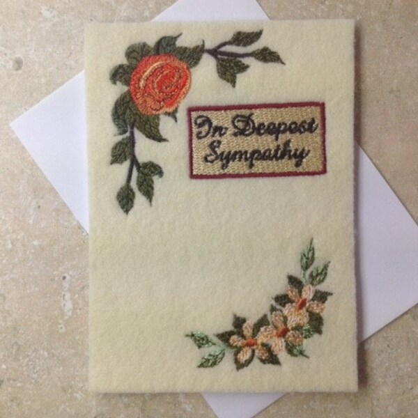 Machine Embroidery Sympathy Card - Etsy