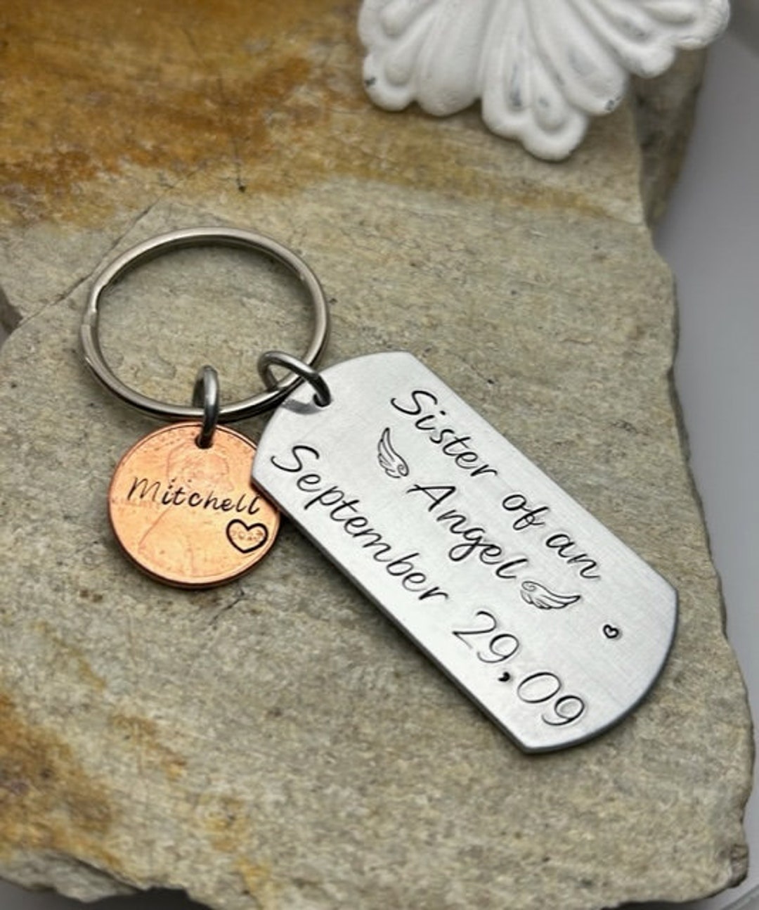 Sister of an Angel Penny Keychain Sibling Loss Gift - Etsy