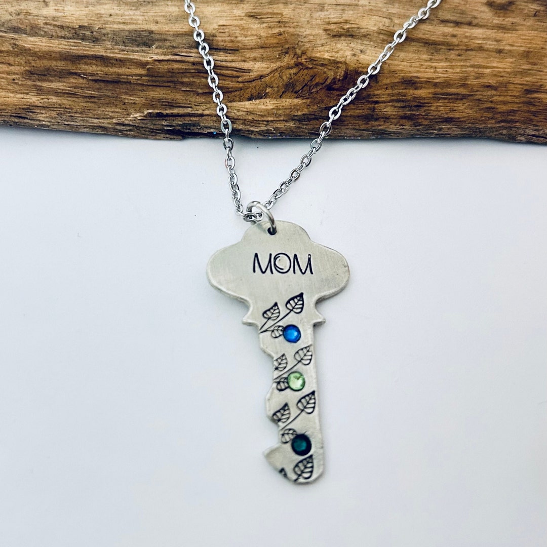 Gift for Mom Key to Mom's Heart Necklace Birthstone - Etsy