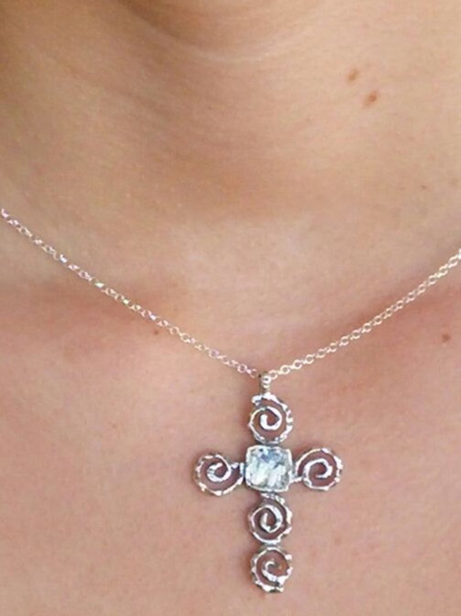 Sterling Silver Cross With Roman Glass my Circle of - Etsy Israel