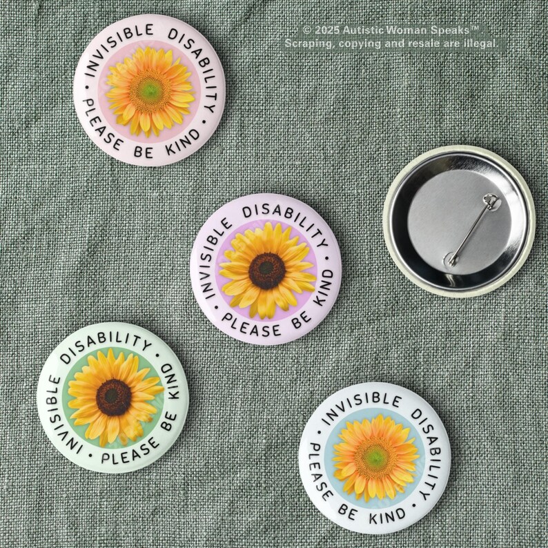 Sunflower Invisible Disability Awareness Pins: Sensory & Neurodiversity ...