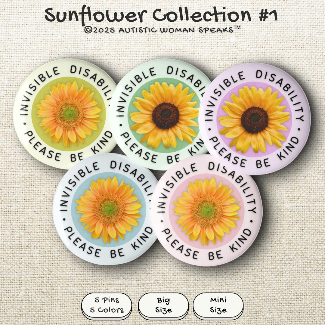 Sunflower Invisible Disability Awareness Pins: Sensory & Neurodiversity ...