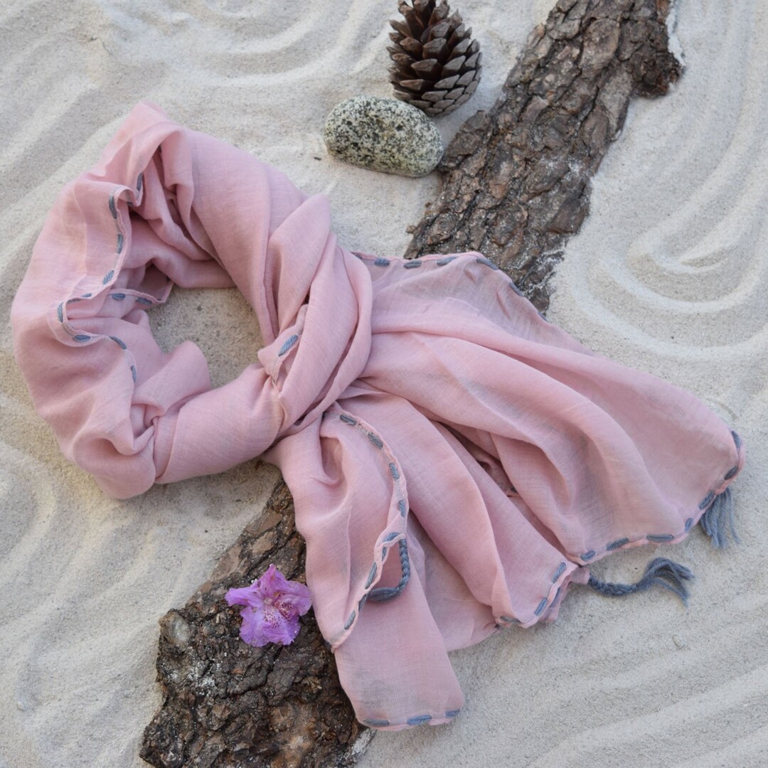 Bufanda rosa regalo nuera rosa con detalles grises elegantes - Etsy España