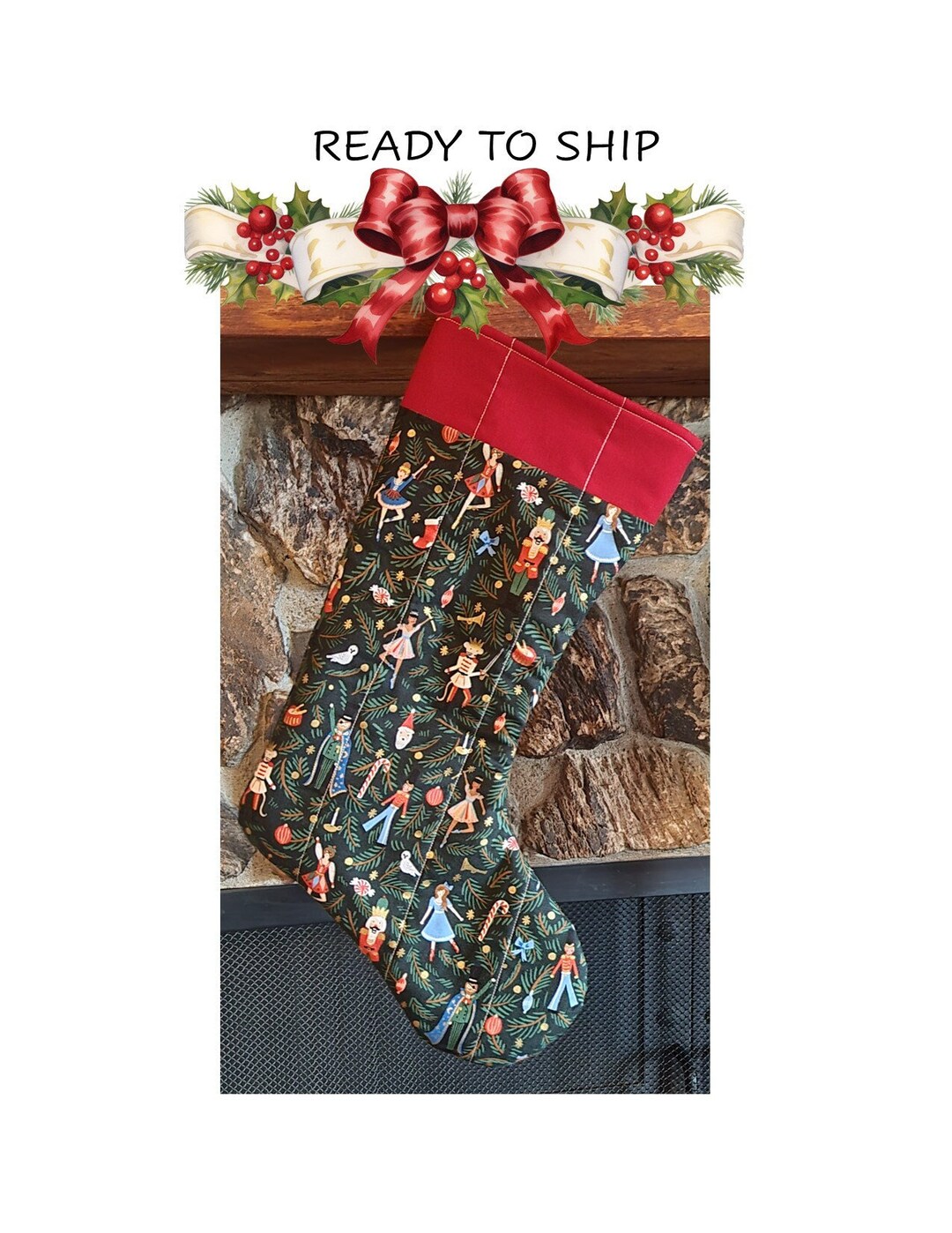 Nutcracker Christmas Stocking, Handmade, Quilted Stocking, Ballerina ...