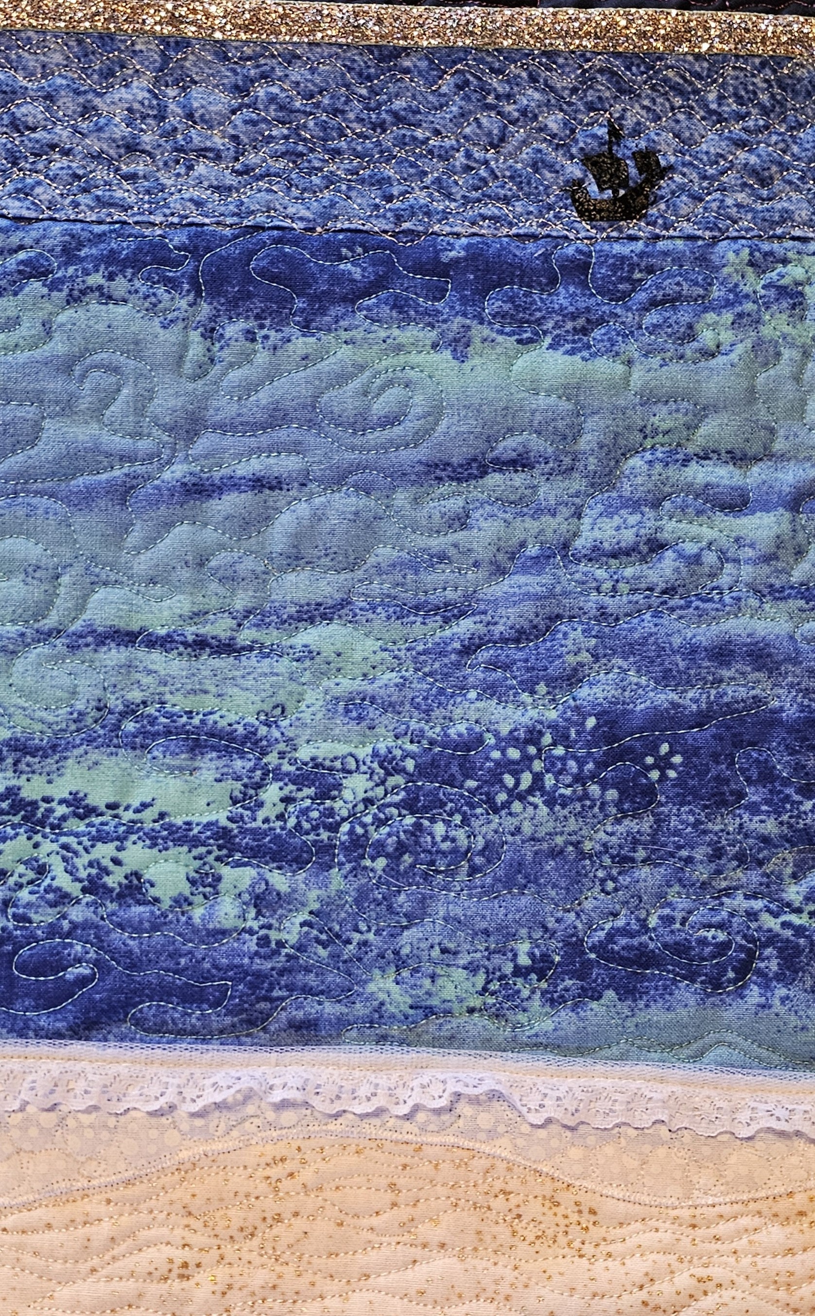 Mermaid Quilt, Art Quilt, Mermaid Wall Hanging, Moonlit Beach Art Quilt ...