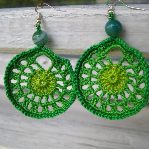 Crochet Lace Diamond Earrings PDF Pattern - Etsy