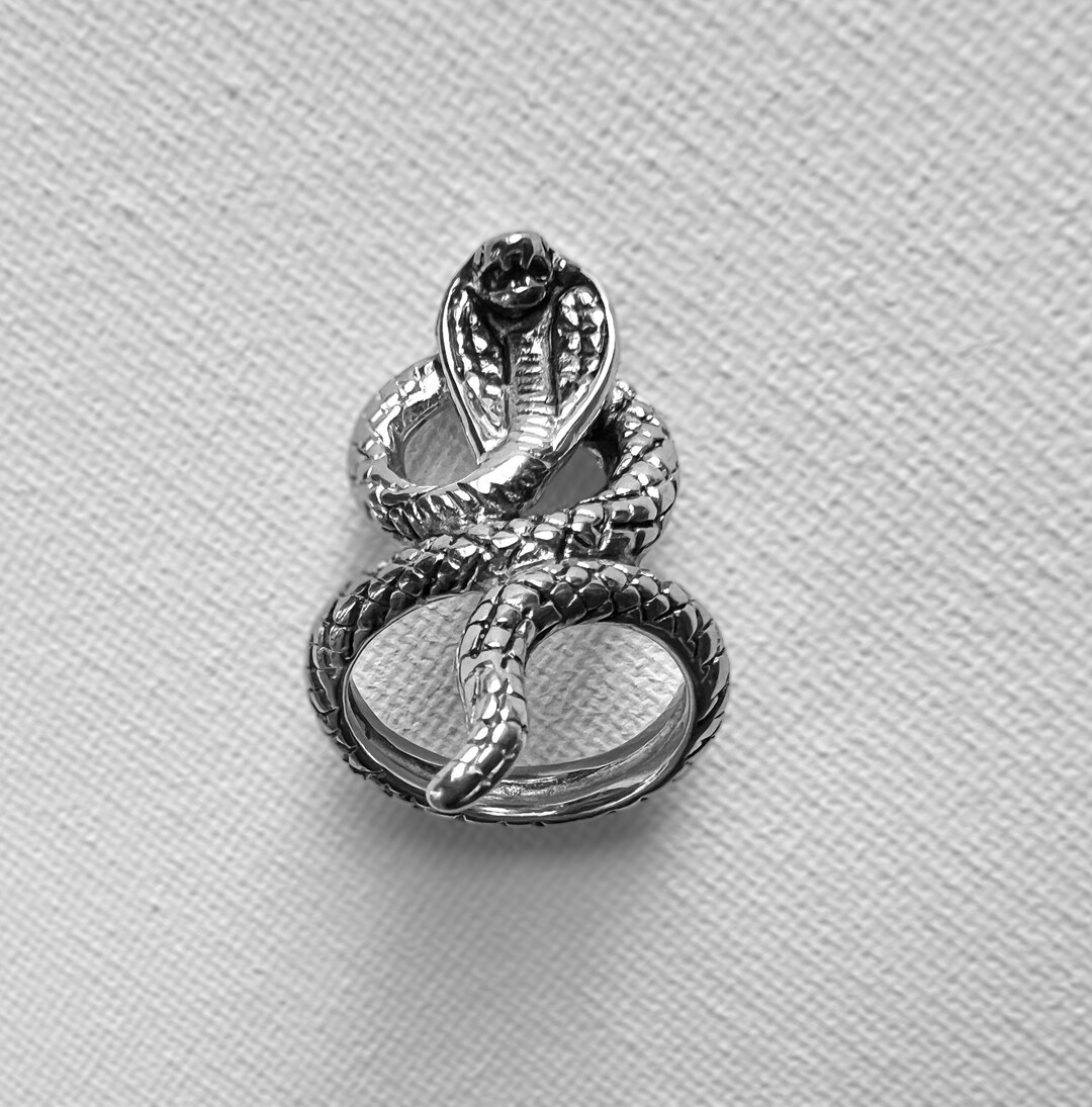 Stainless Steel Cobra Snake Ring, Vintage King Cobra Serpent Ring ...