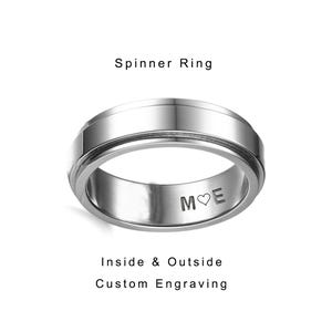 Stainless Steel Spinner Ring, Inside & Outside Engraved Ring, Fidget ...