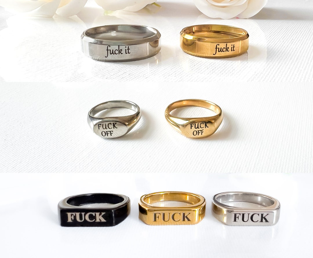 Stainless Steel Engraved Fuck Ring, Fuck off Ring, Fuck It Ring, Personalized Word Ring, Fuck ...