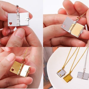 Custom Engraved Book Necklace, Book Key Chain, Book Lover Gifts ...