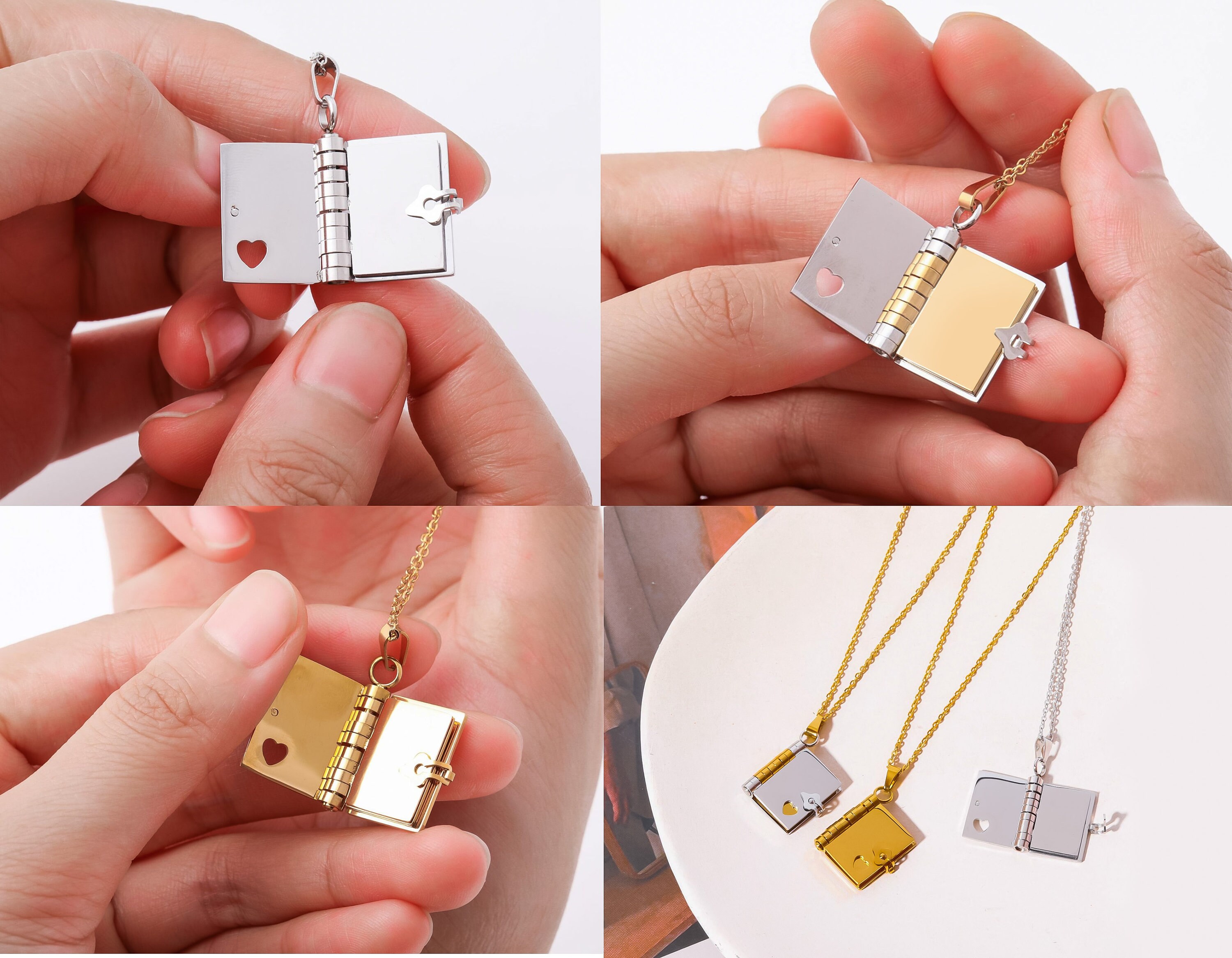 Custom Engraved Book Necklace, Book Key Chain, Book Lover Gifts ...