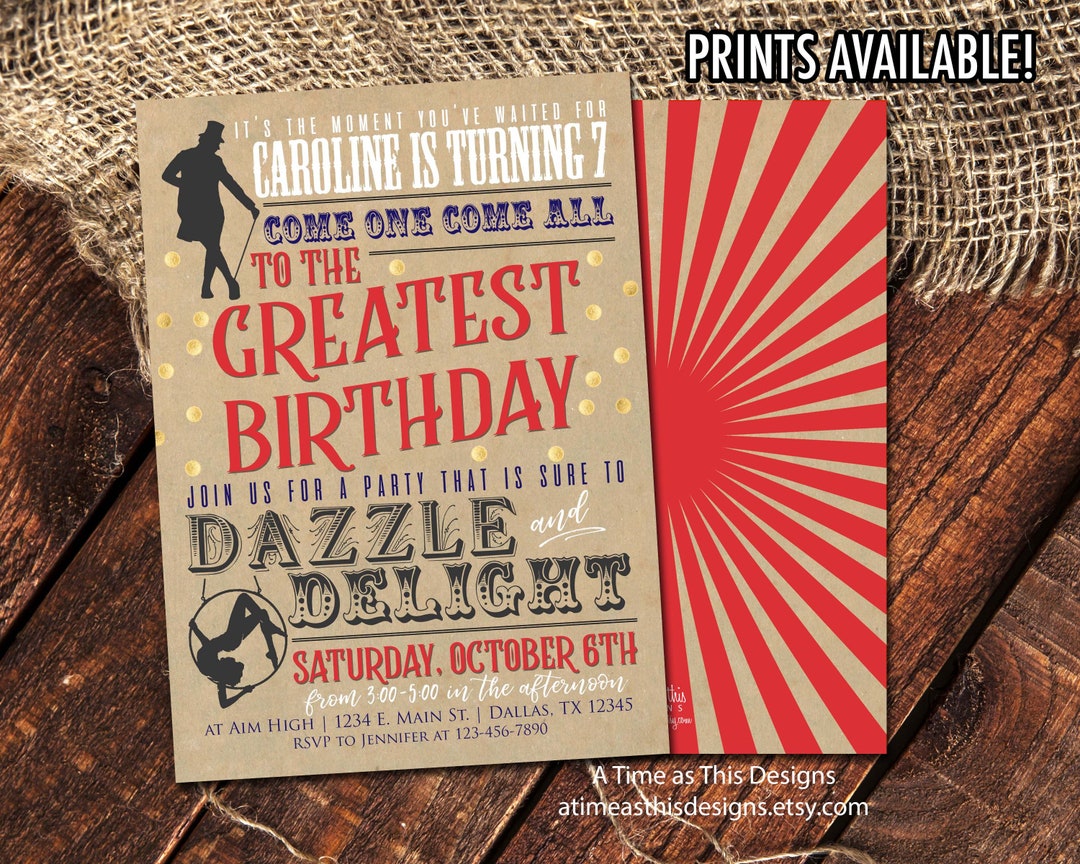 THE GREATEST SHOWMAN Birthday Invitation - Etsy