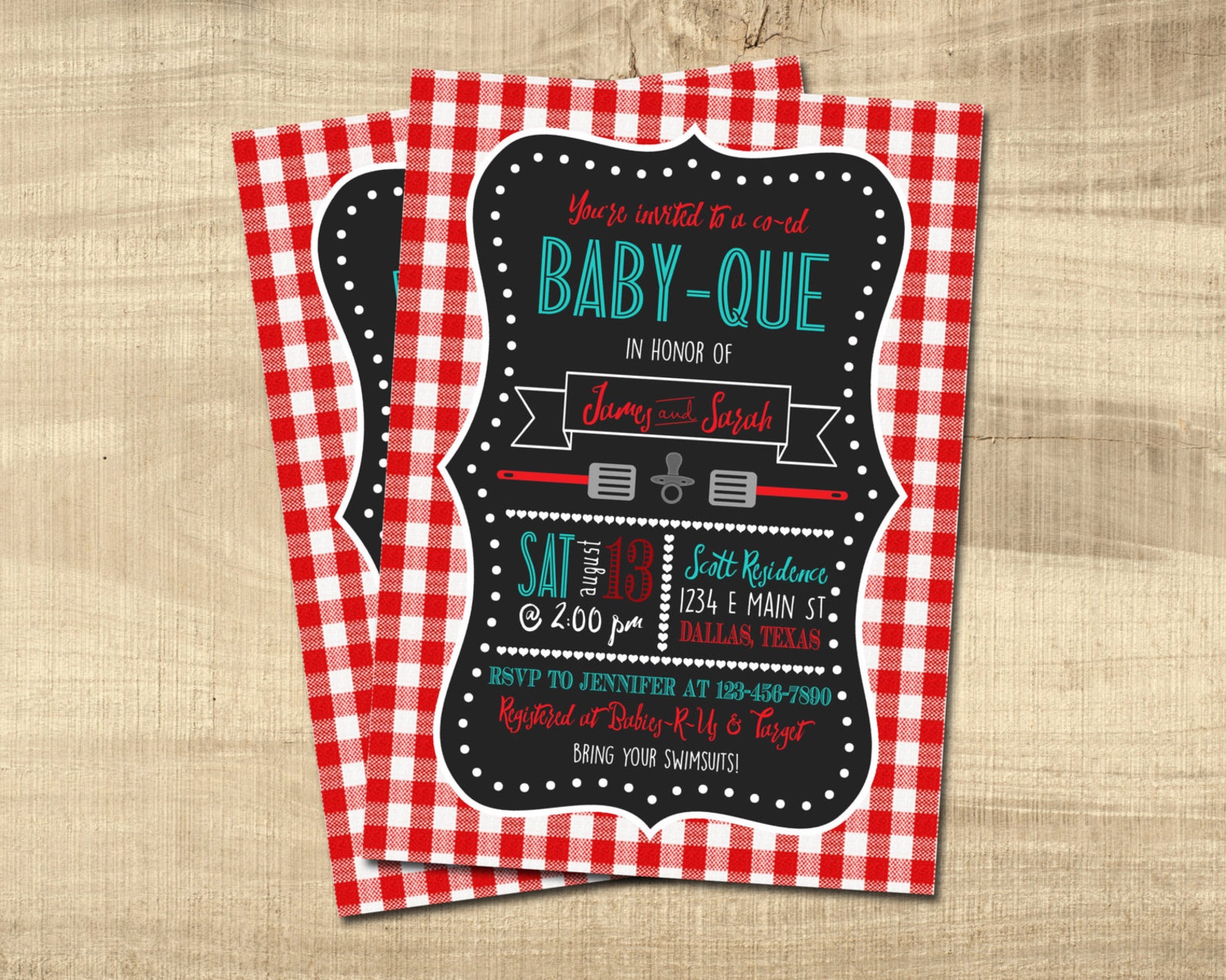 BABY-QUE Shower Invitation Couples Shower BBQ Baby Shower | Etsy
