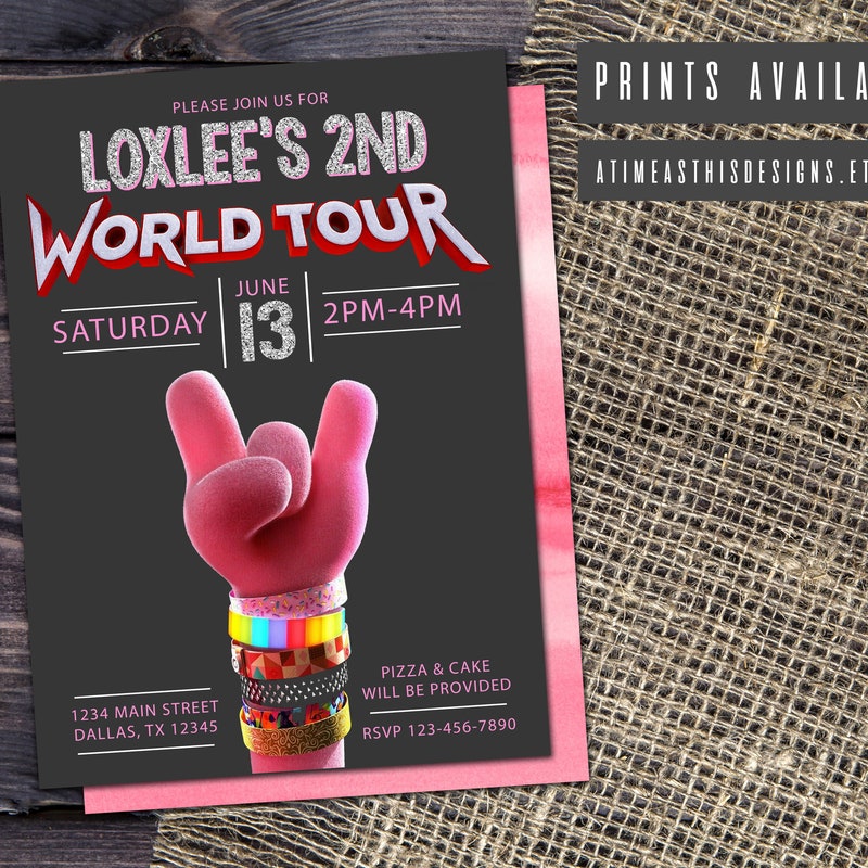 Trolls World Tour Birthday Invitation - Etsy