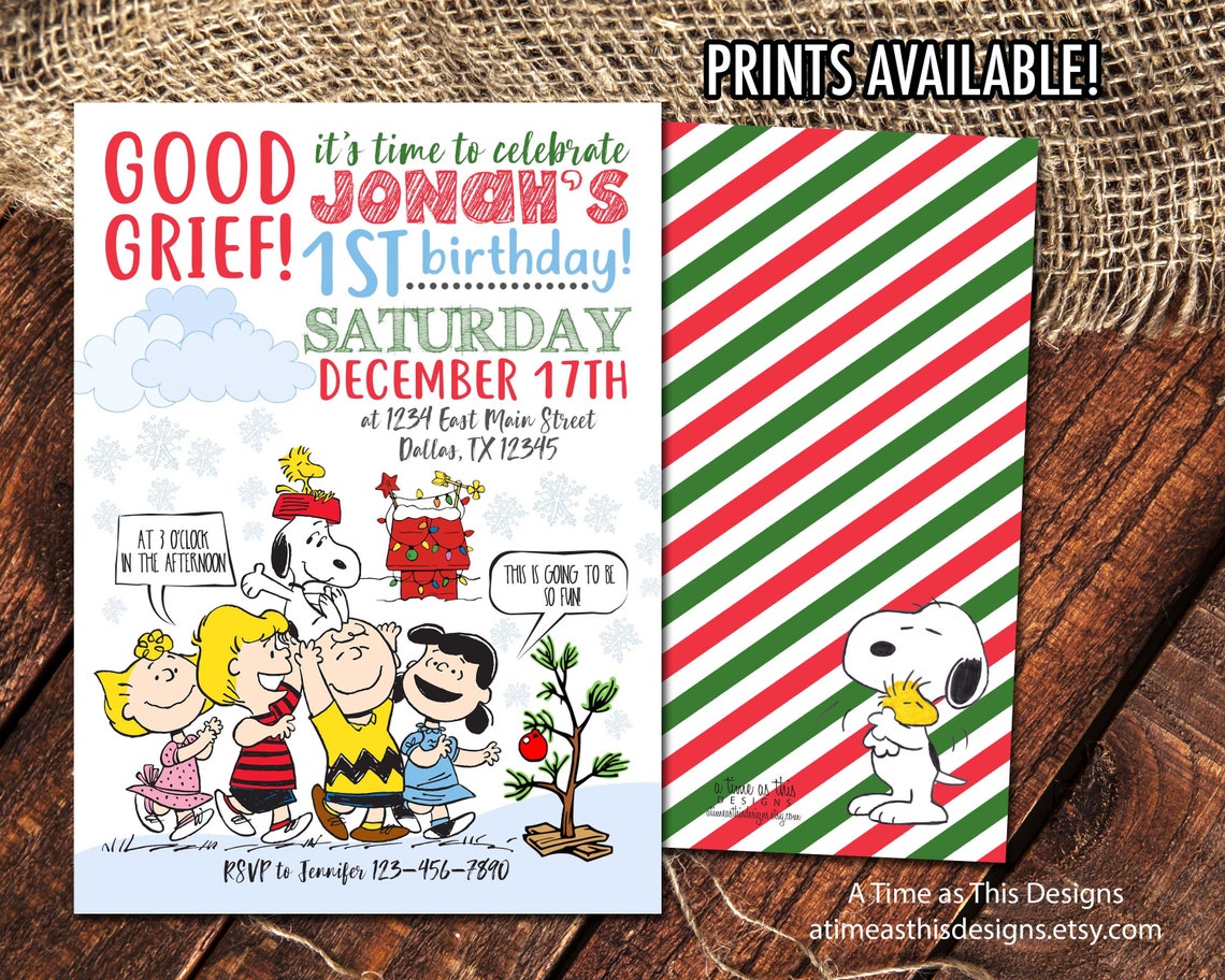 PEANUTS BIRTHDAY INVITATION | Charlie Brown Birthday Party Invitation ...