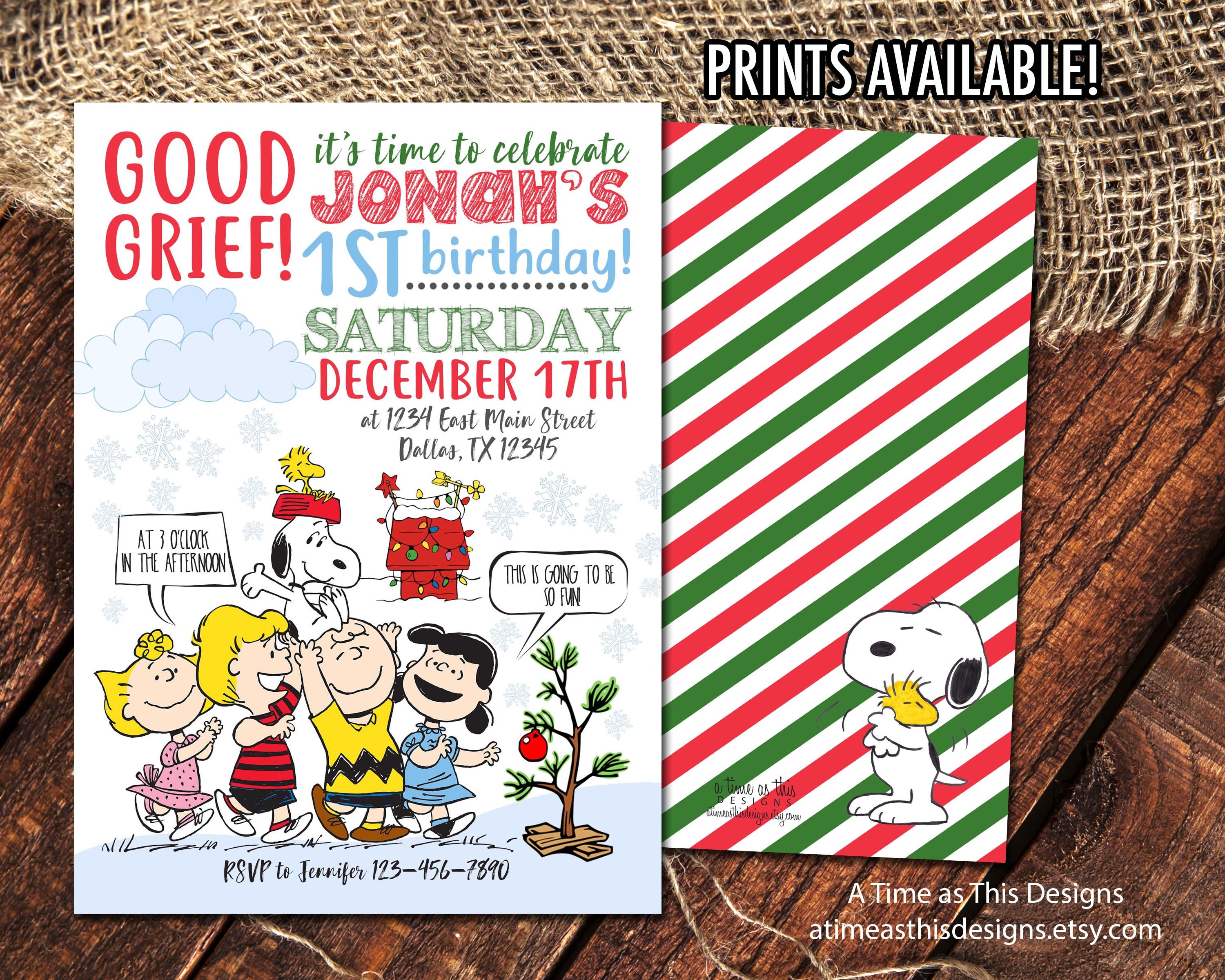 PEANUTS BIRTHDAY INVITATION | Charlie Brown Birthday Party Invitation ...