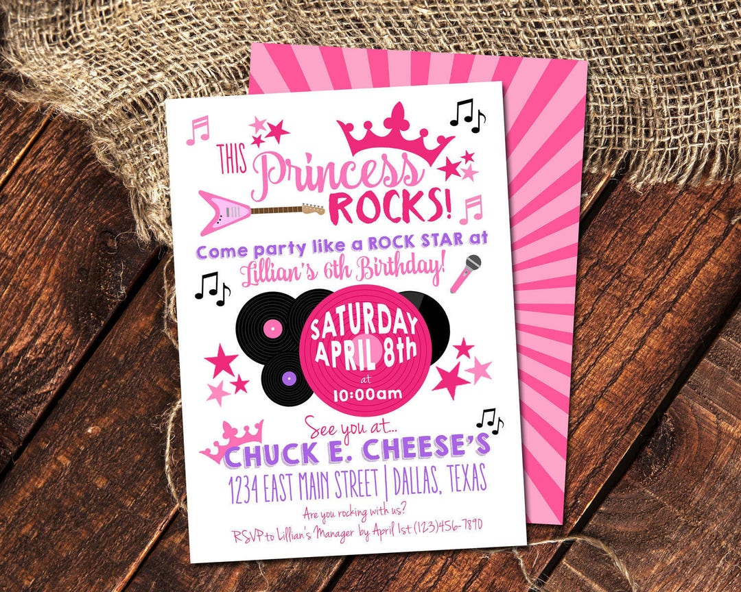 THIS PRINCESS ROCKS Birthday Invitation | Rock-star Princess Birthday ...