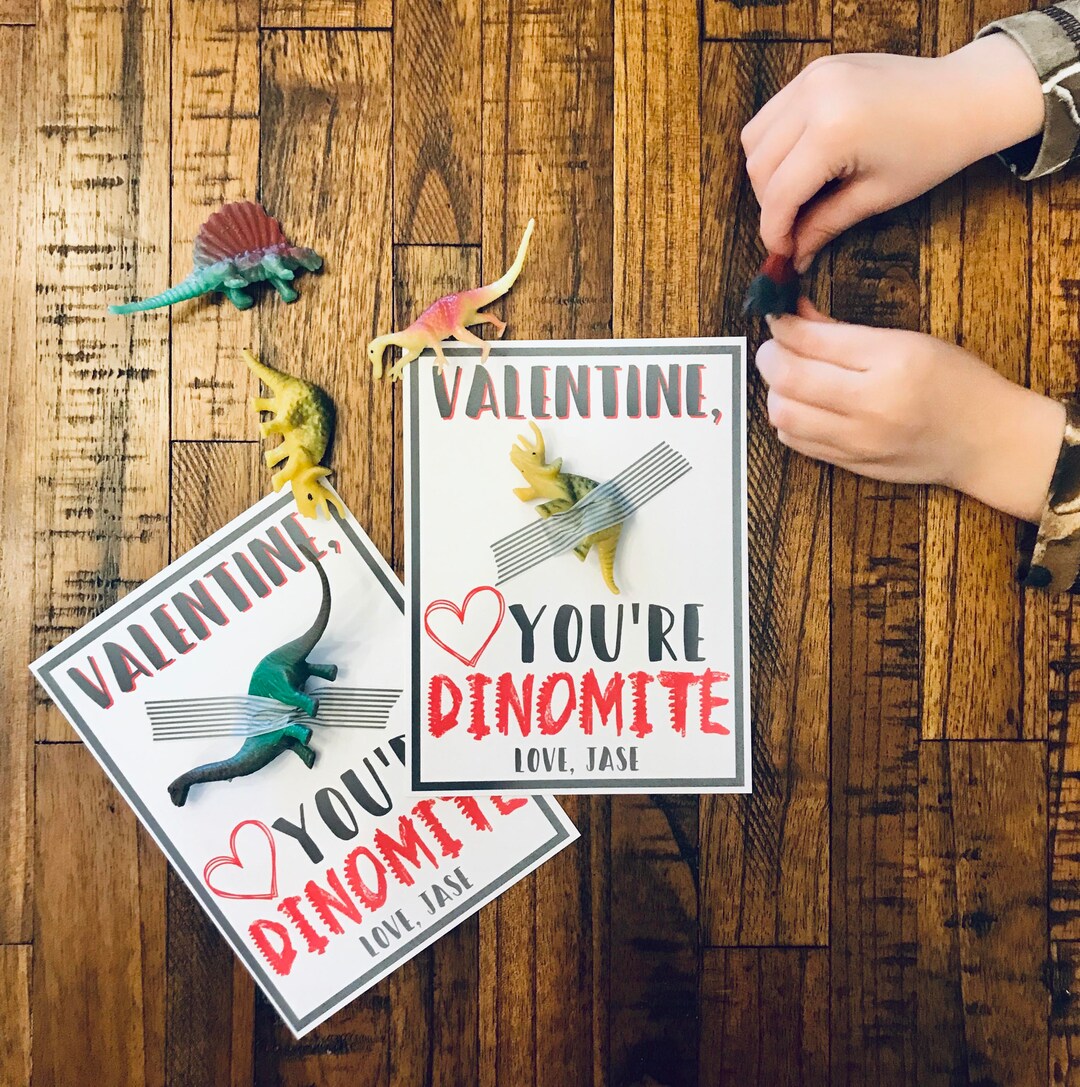 DINOSAUR VALENTINE CARDS | You're Dinomite - Etsy