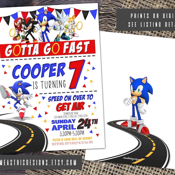 Sonic the Hedgehog Birthday Invitation - Etsy