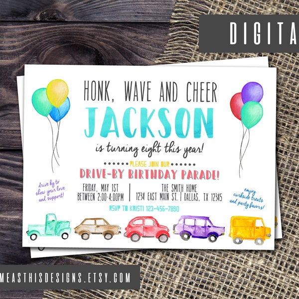 Drive by Birthday Parade Invitation - Etsy
