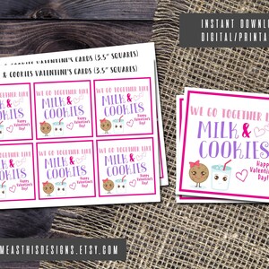 MILK & COOKIES VALENTINES Cards | We Go Together Like Milk and Cookies ...