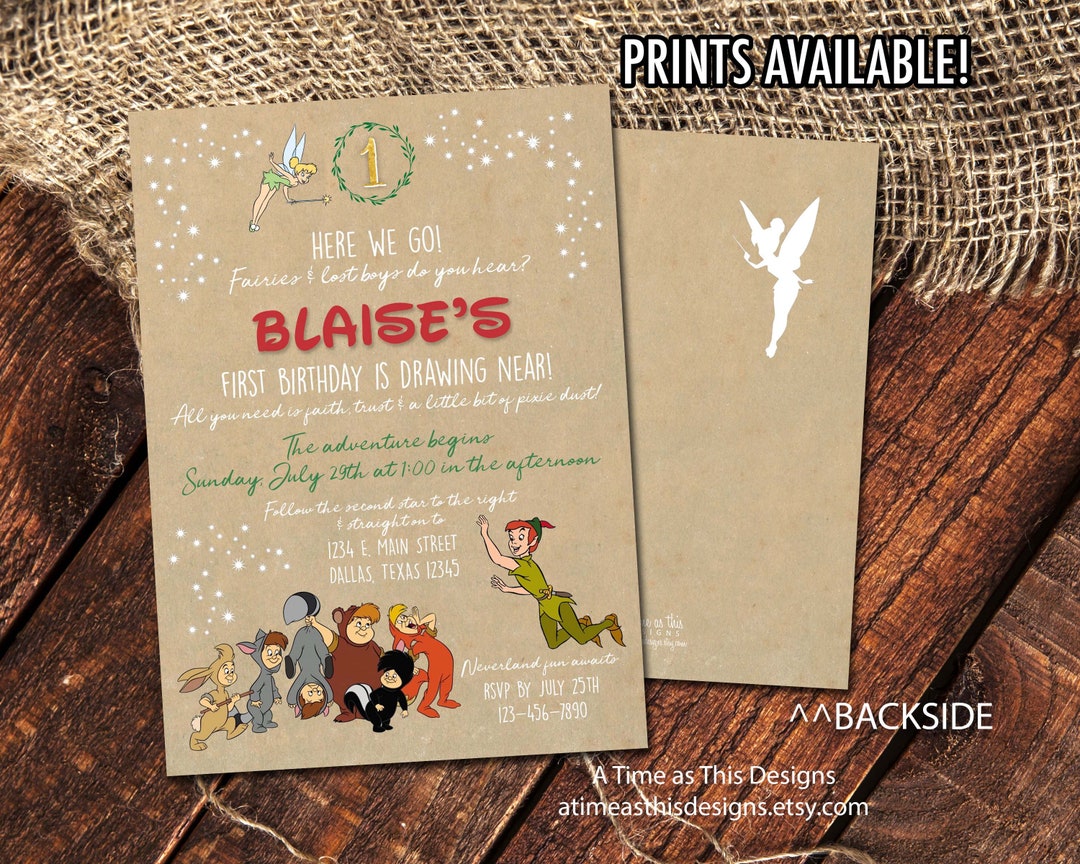PETER PAN INVITATION | Peter Pan Birthday Party Invite | Tinker Bell ...